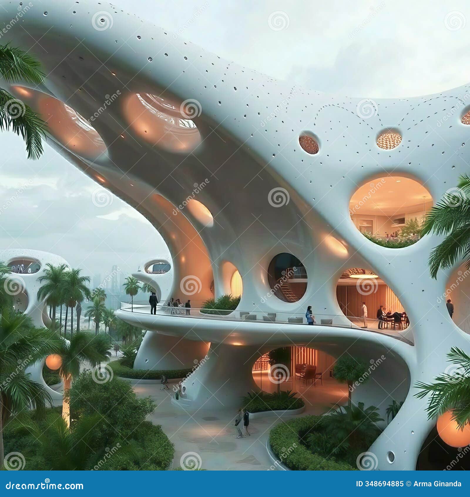 Futuristic Biomorphic Architecture with Sustainable Materials and ...