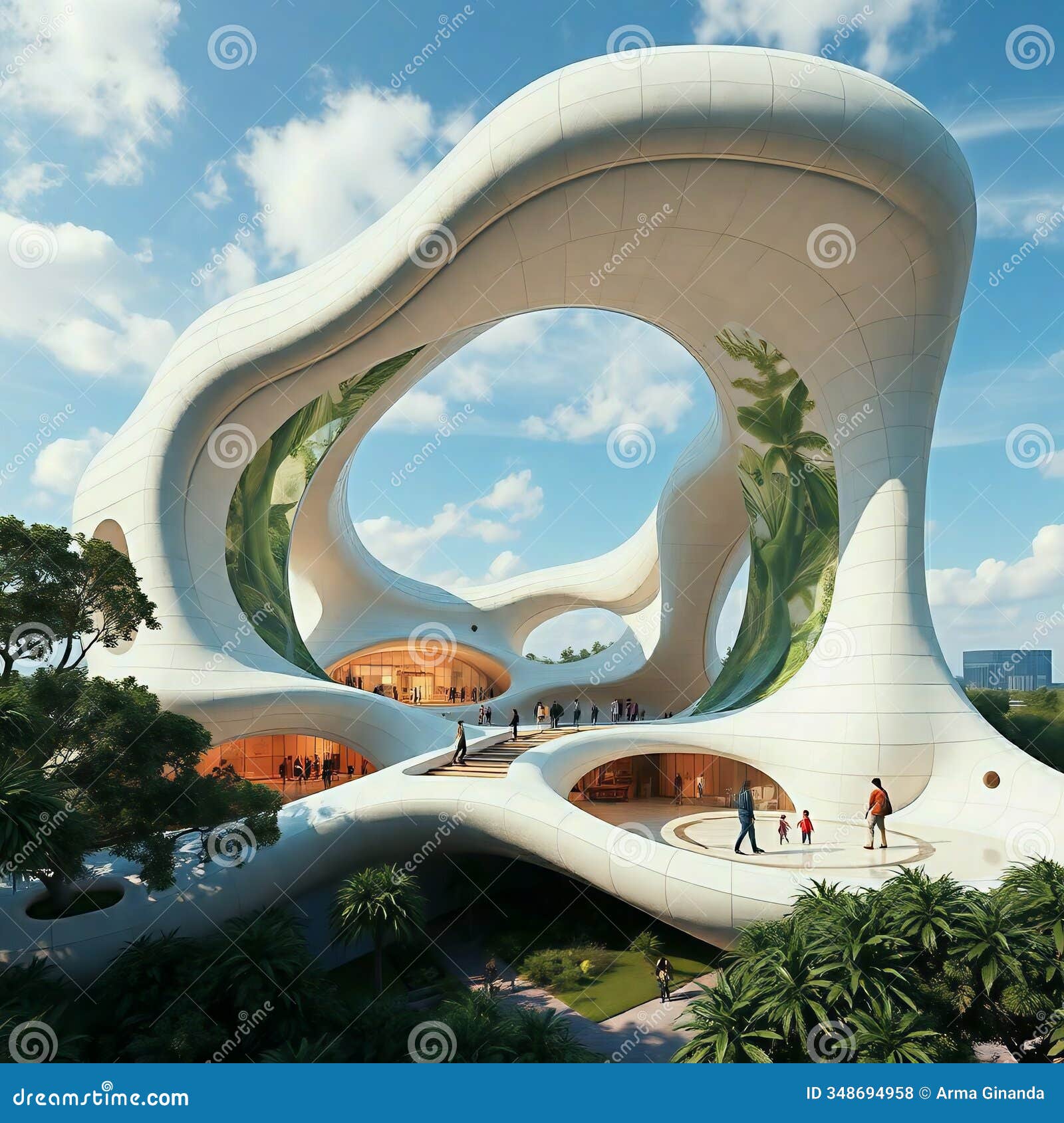 Futuristic Biomorphic Architecture with Sustainable Materials and ...