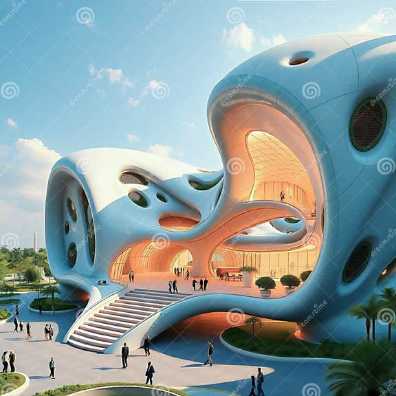 Futuristic Biomorphic Architecture with Sustainable Materials and ...