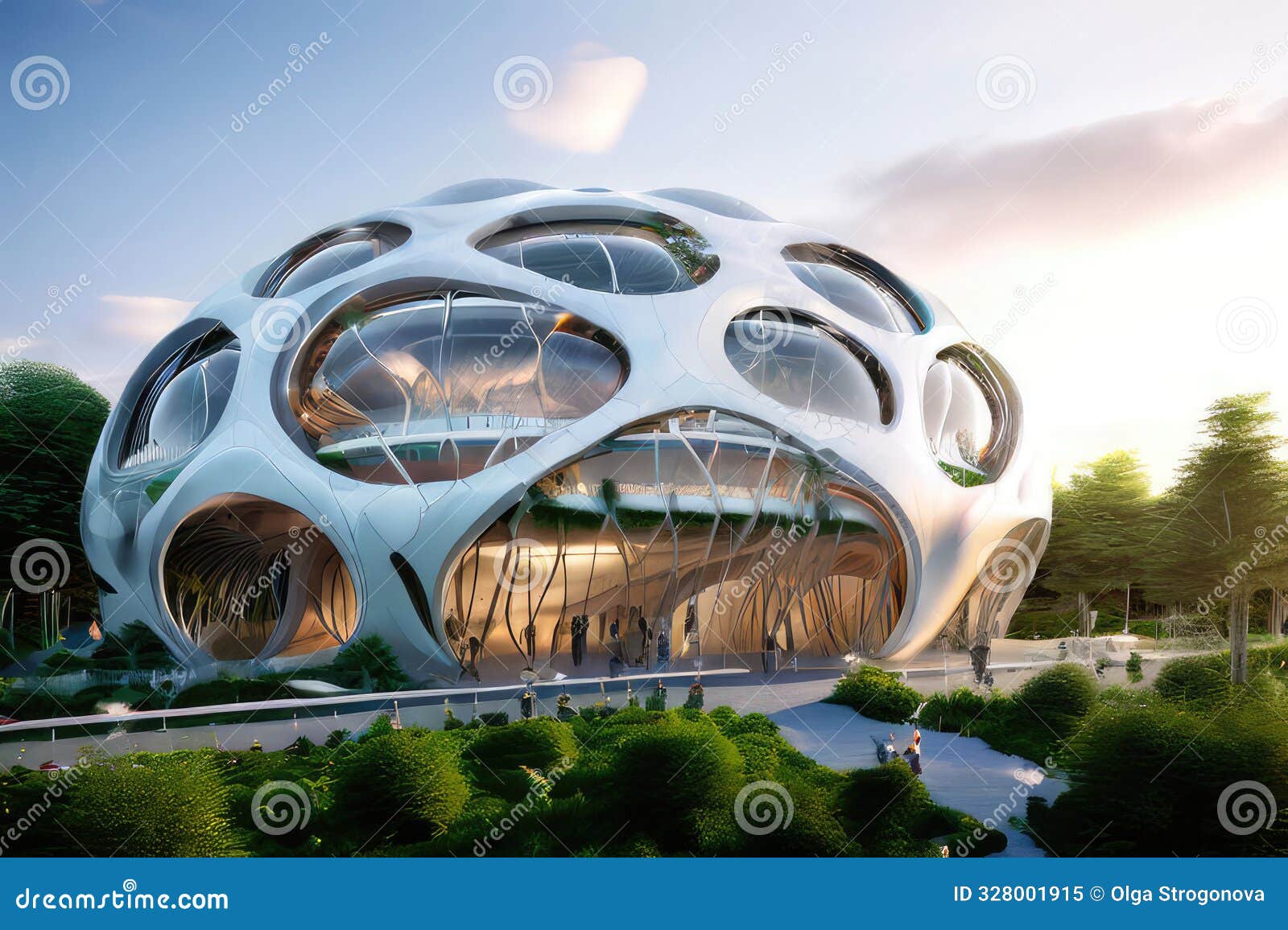 Futuristic Biospheric Building Construction Stock Image - Image of ...