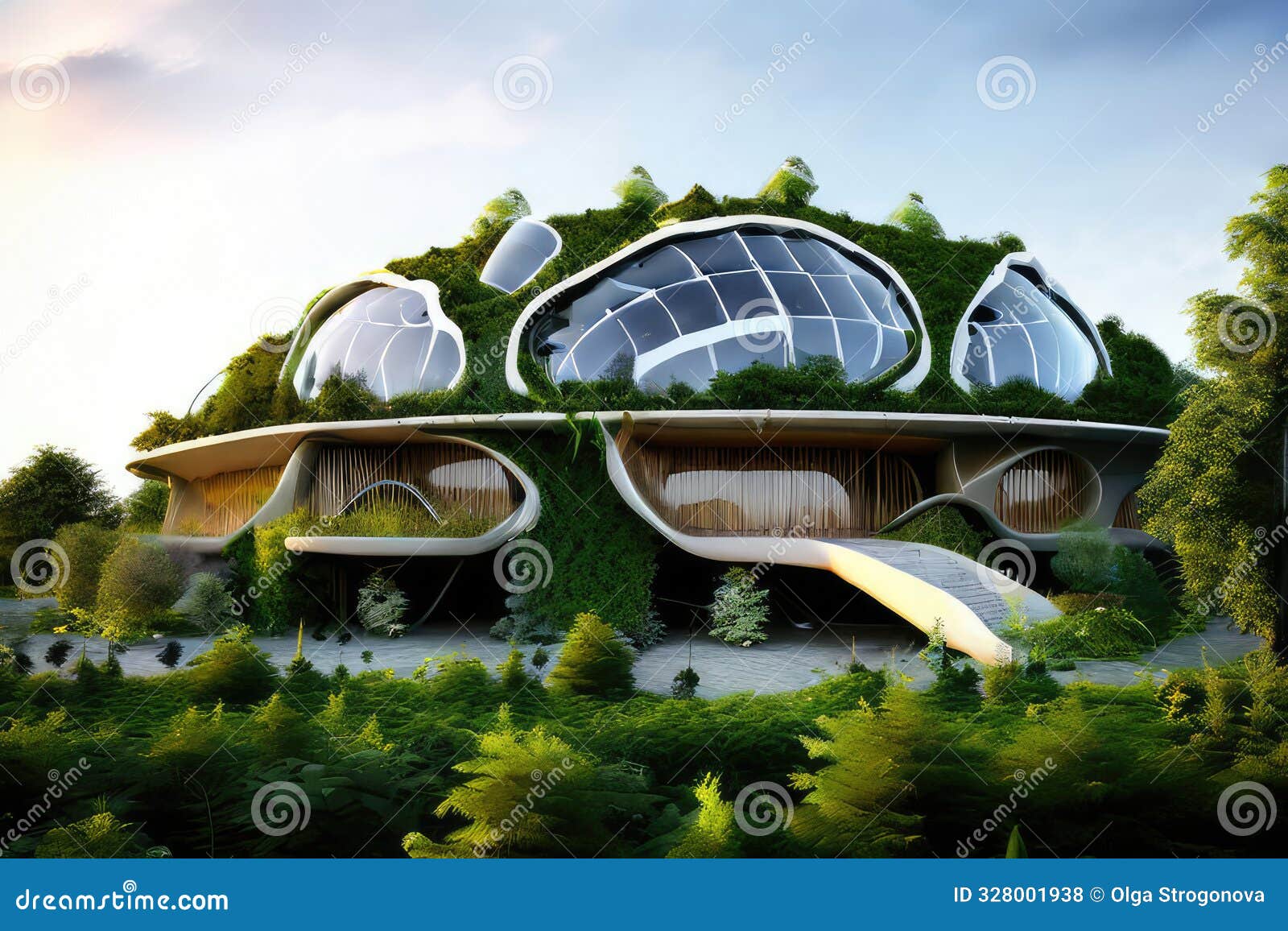 Futuristic Biospheric Building Construction Stock Photo - Image of ...