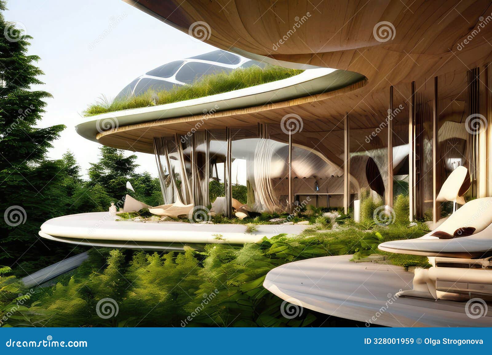 Futuristic Biospheric Building Construction Stock Image - Image of ...