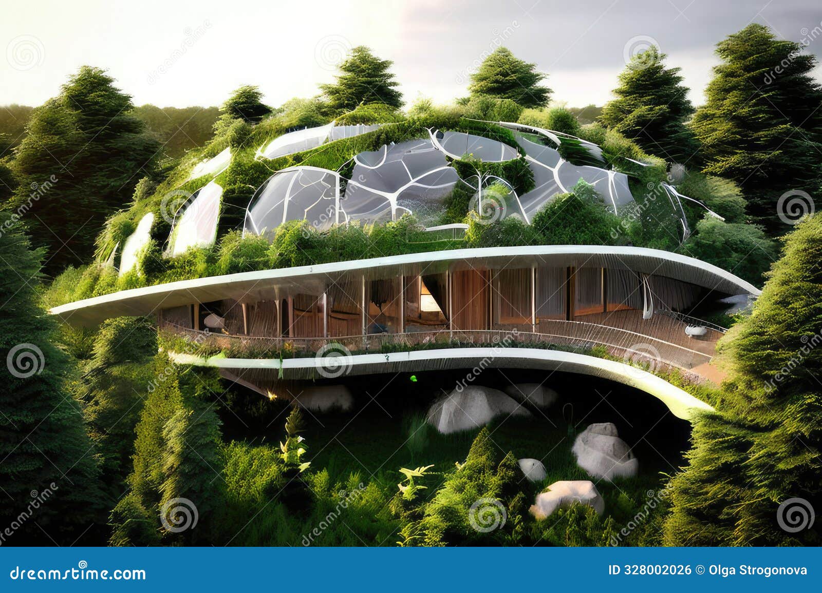 Futuristic Biospheric Building Construction Stock Photo - Image of view ...