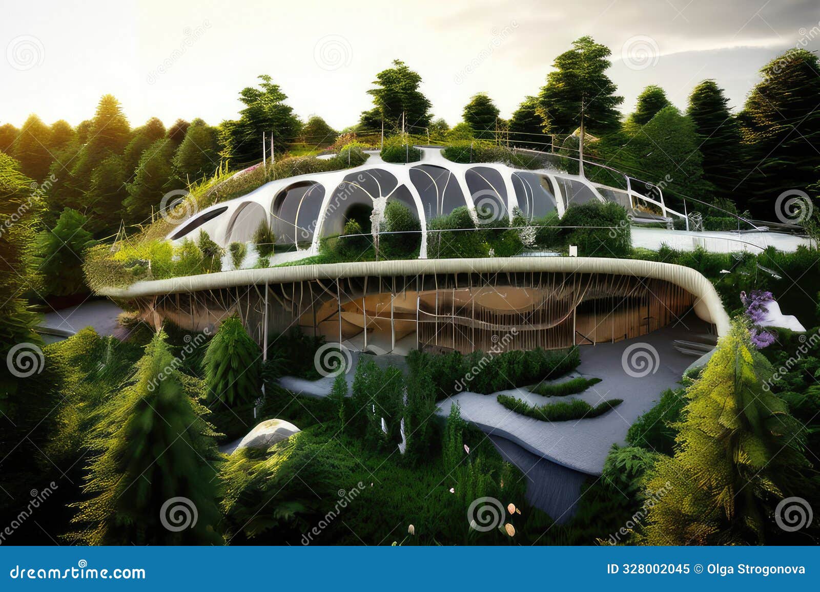 Futuristic Biospheric Building Construction Stock Image - Image of ...