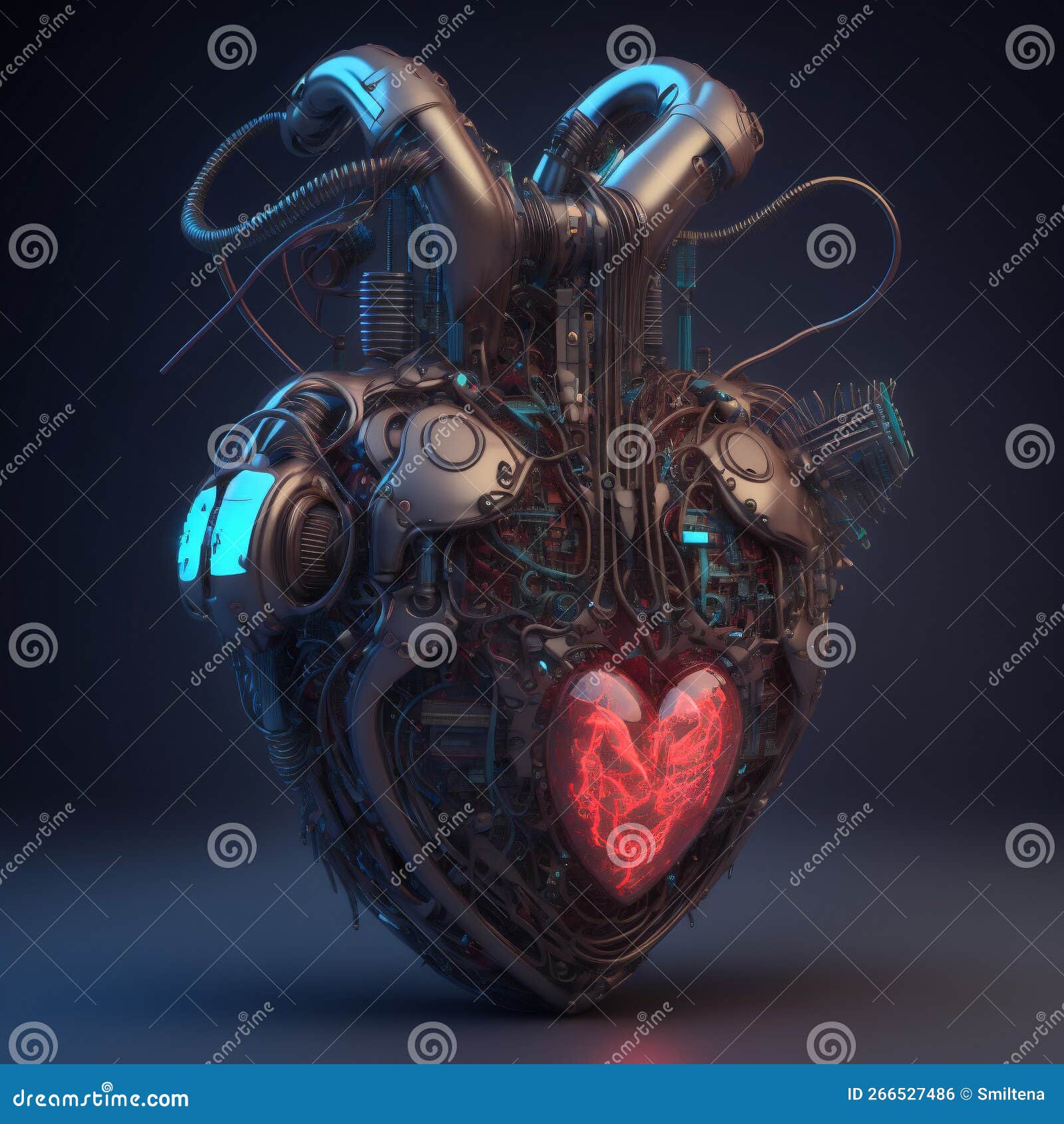 Futuristic Heart Created with Generative AI Stock Illustration ...