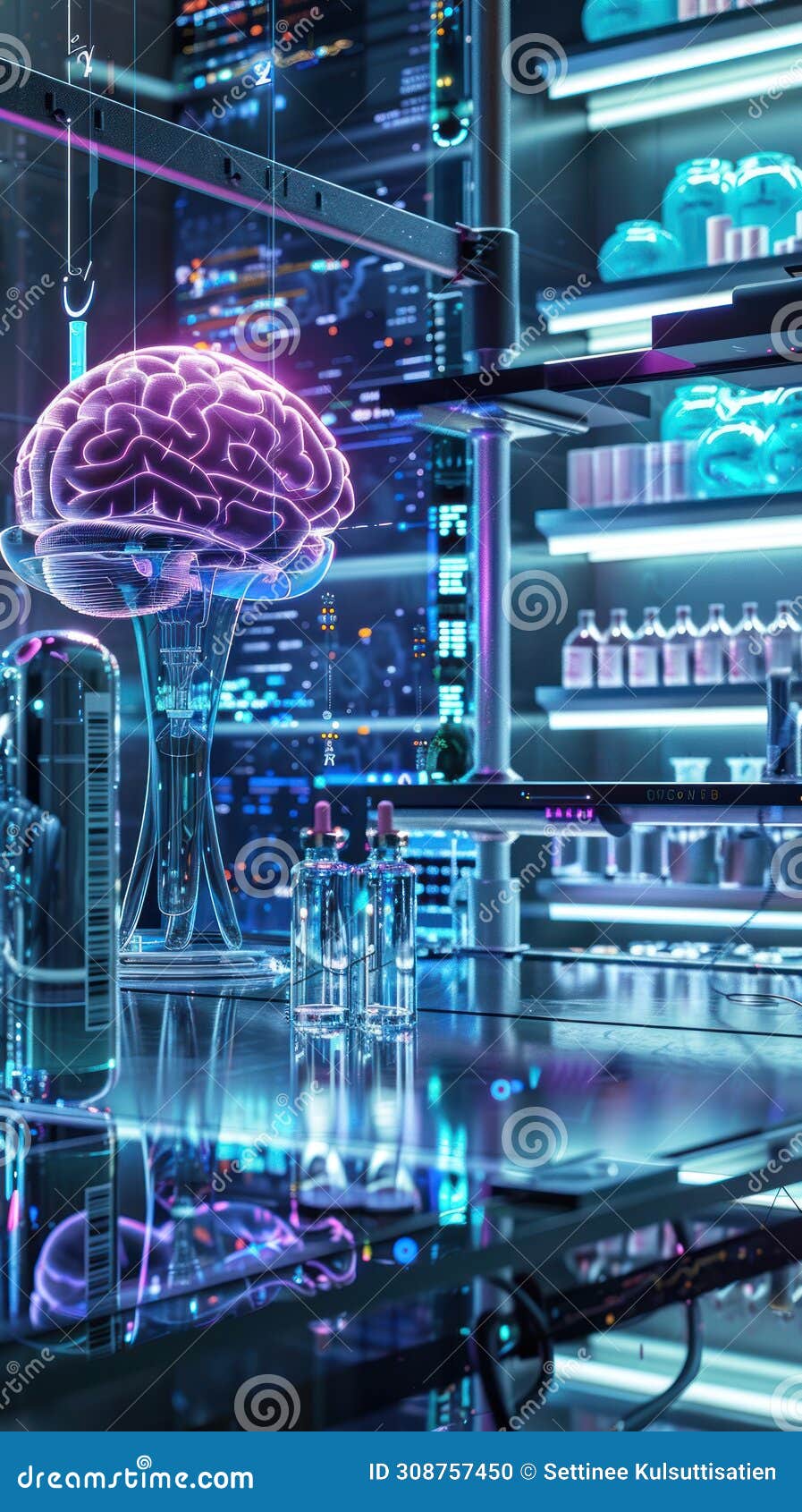 Futuristic Biotech Lab with Brain Computer Interfaces Digital Twins ...