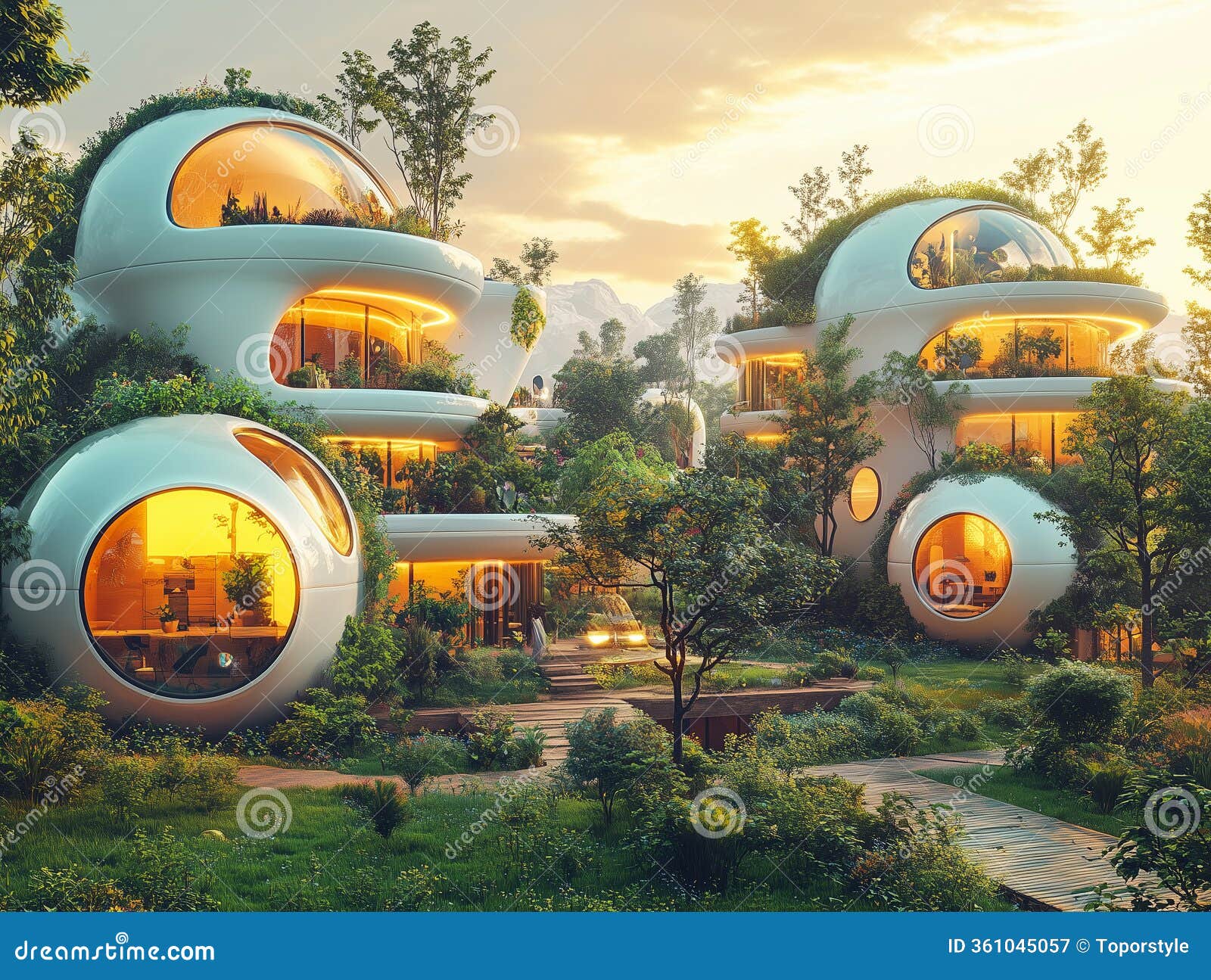 Futuristic Biotech Objects of the Future, Streamlined Shapes. Buildings ...