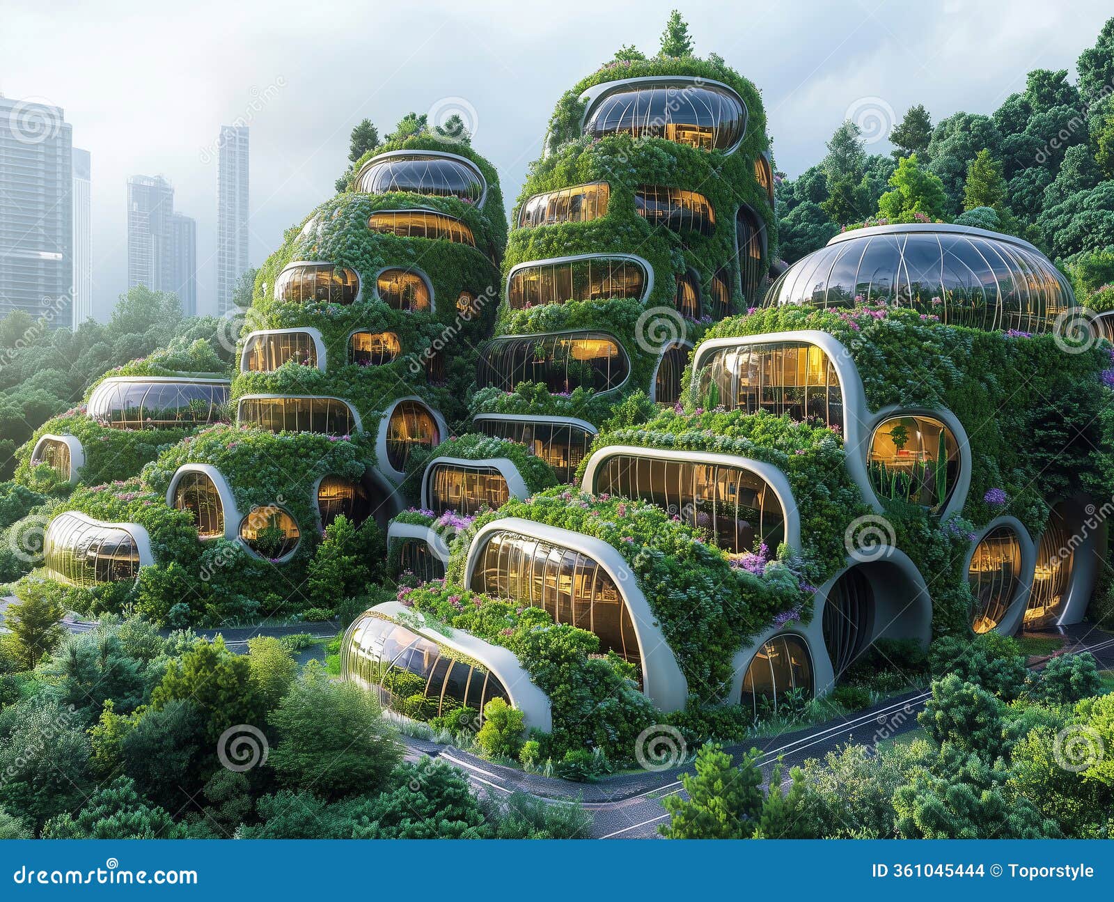 Futuristic Biotech Objects of the Future, Streamlined Shapes. Buildings ...