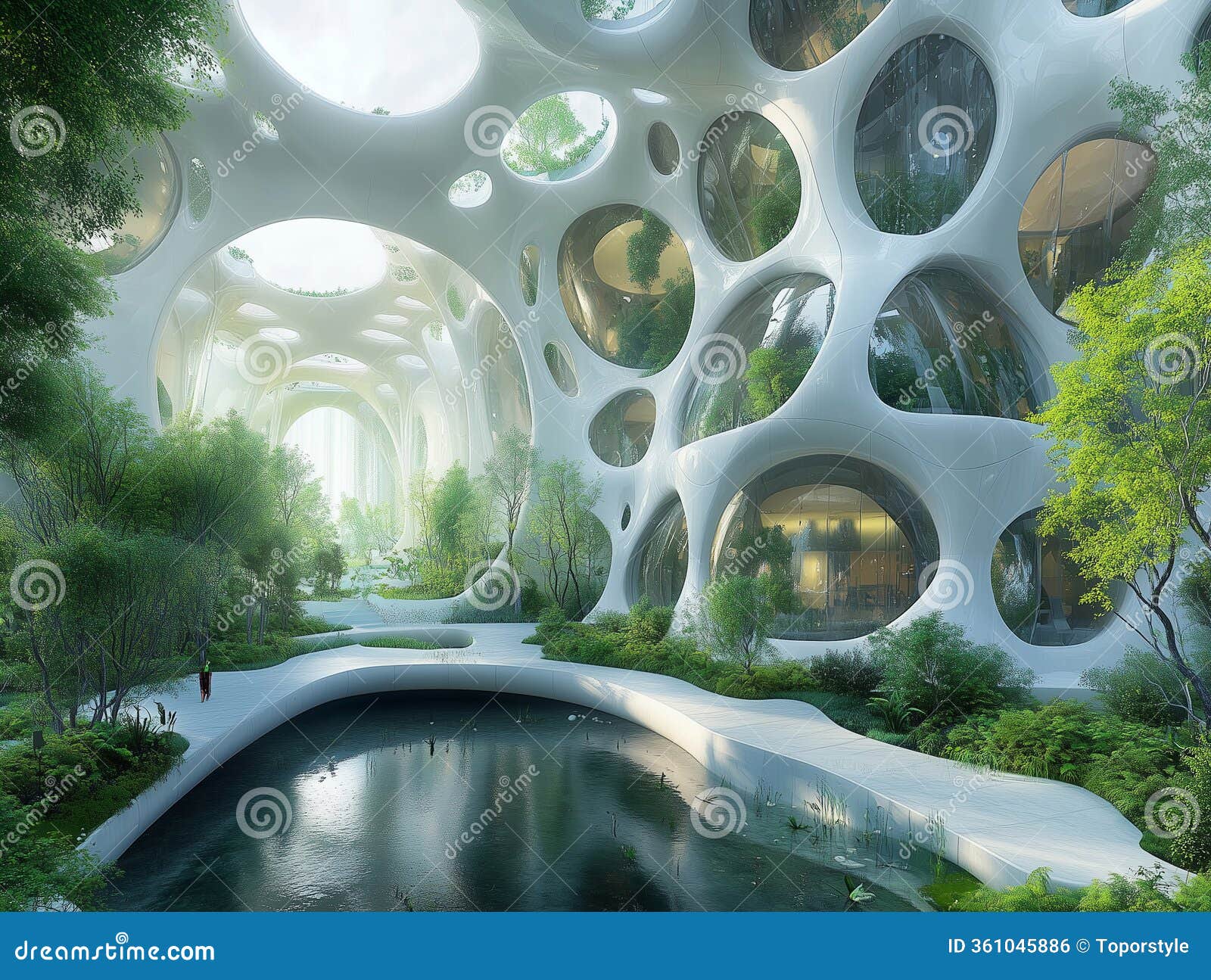 Futuristic Biotech Objects of the Future, Streamlined Shapes. Buildings ...