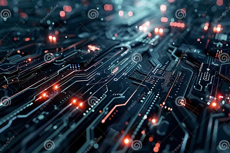 Futuristic Black Circuit Board with Glowing Traces Stock Image - Image ... Futuristic Black Circuit Board with Glowing Traces Stock Image - Image ...