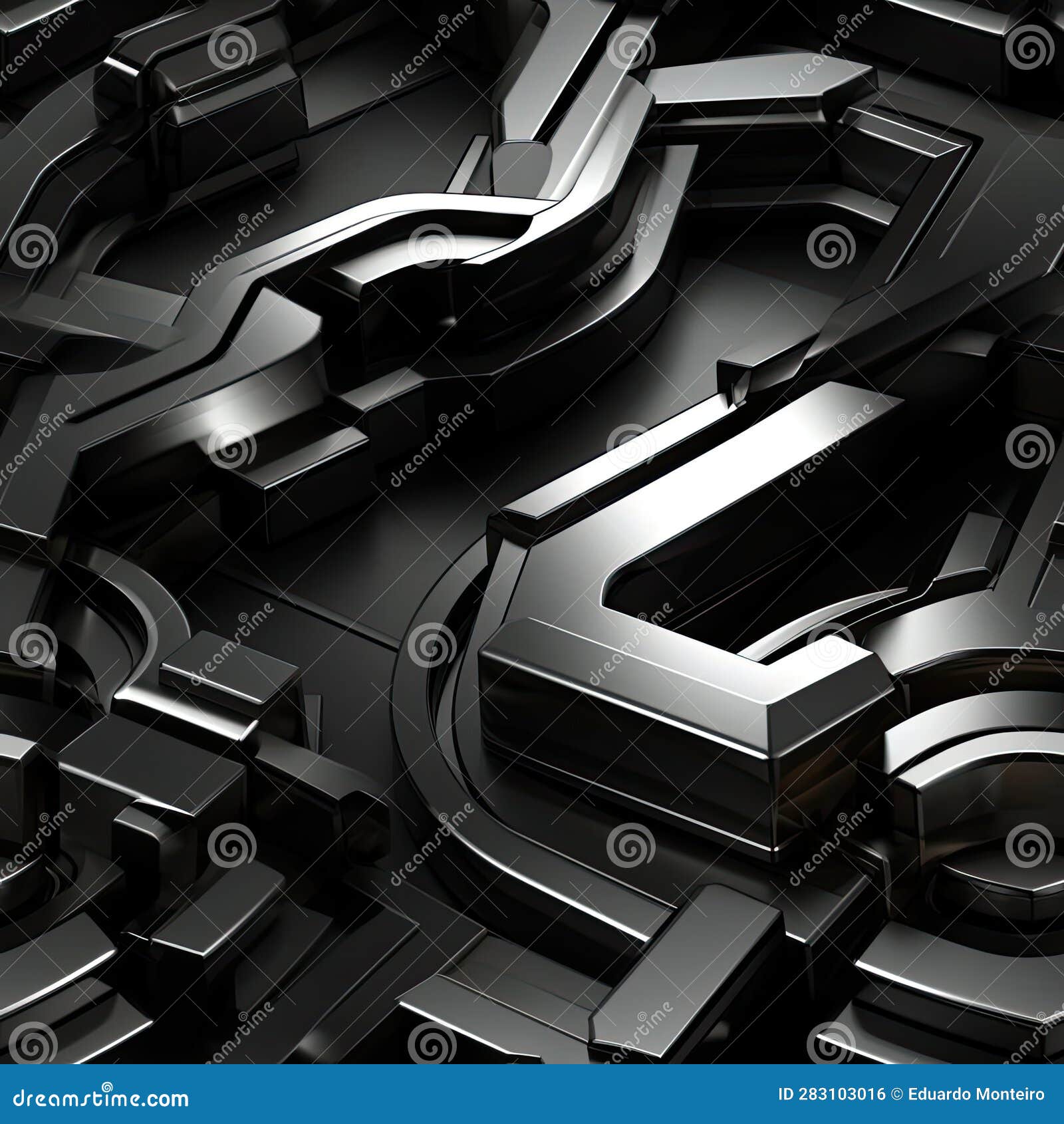 Futuristic Black Metal Background with Interlocking Shapes and ...