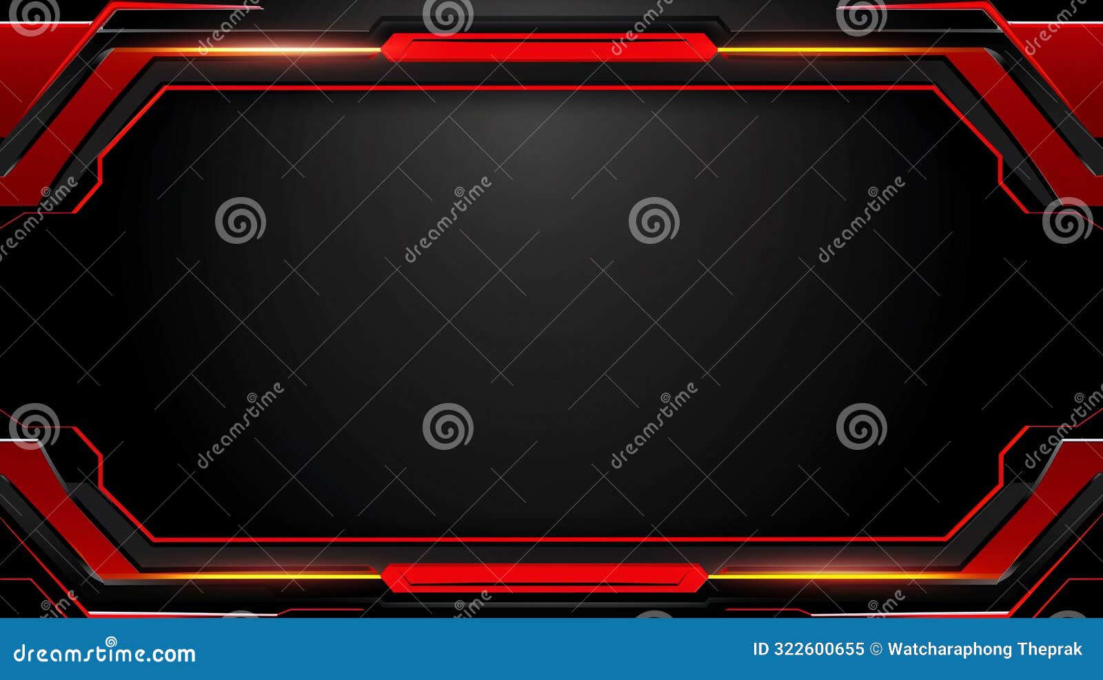 Futuristic Black and Red Frame with Sleek Lines and Glowing Edges ...