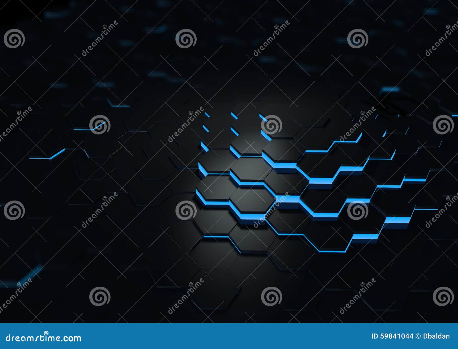 Futuristic Black Technology Background With Blue Neon Lines Vector ...