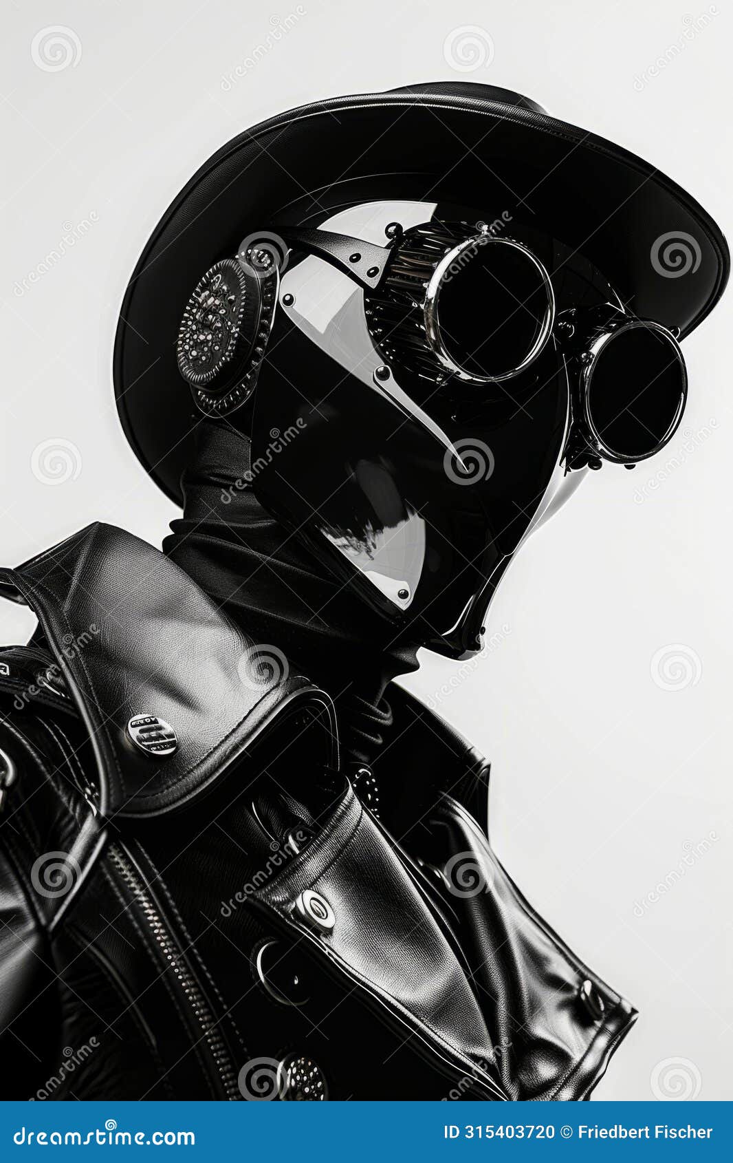 Futuristic Black Robot with Plague Doctor Mask and Hat Stock Photo ...