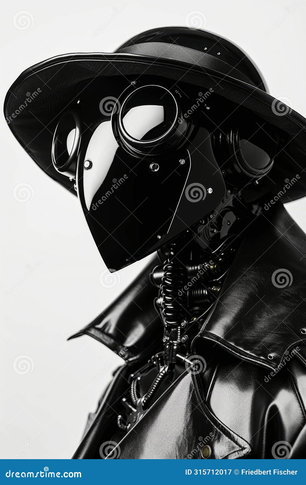 Futuristic Black Robot with Plague Doctor Mask and Hat Stock Image ...