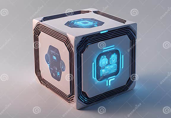 Futuristic Block with Glowing Blue Highlights Stock Illustration ...