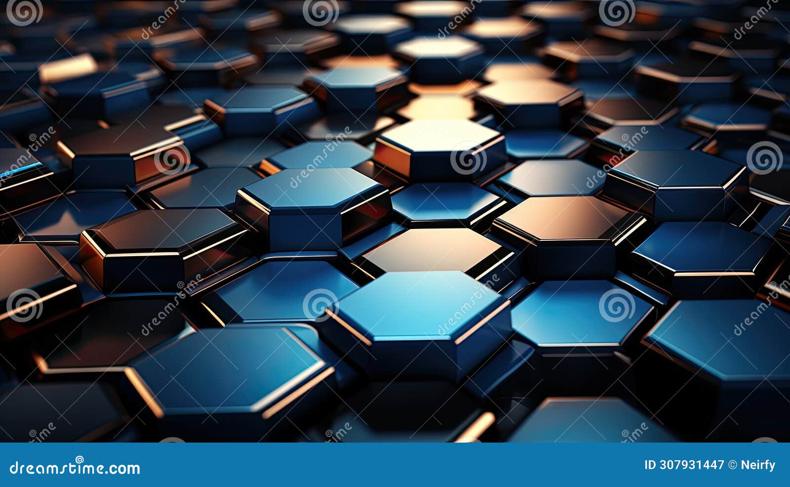 Futuristic Block Wall High Tech 3D, Hexagons Tile Pattern Stock ...
