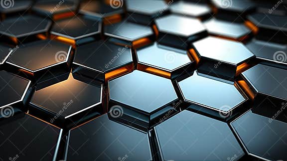 Futuristic Block Wall High Tech 3D, Hexagons Tile Pattern Stock ...