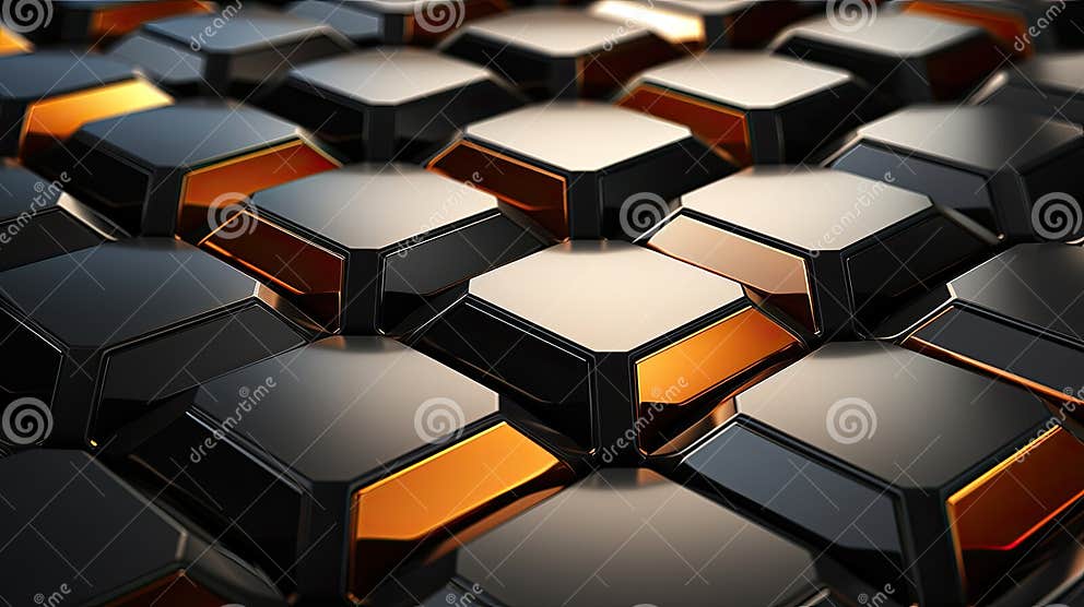 Futuristic Block Wall High Tech 3D, Hexagons Tile Pattern Stock ...
