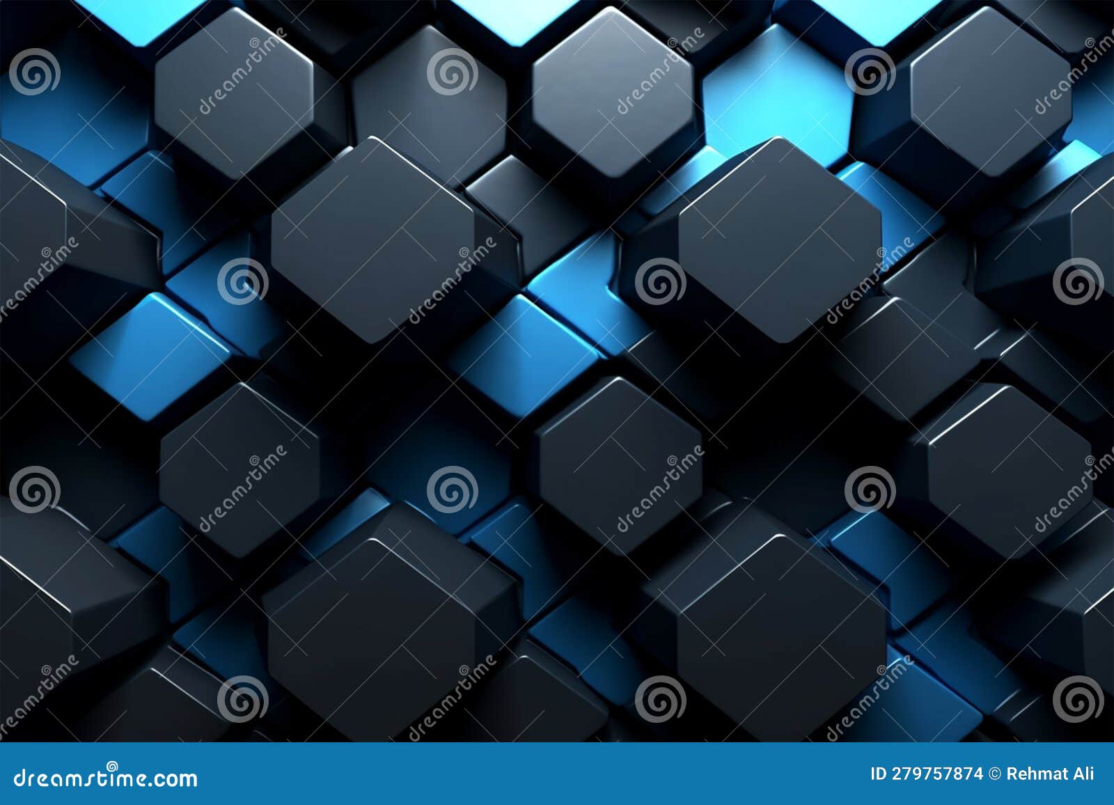 Futuristic Block Wall High Tech 3D Render of Hexagons Tile Pattern ...