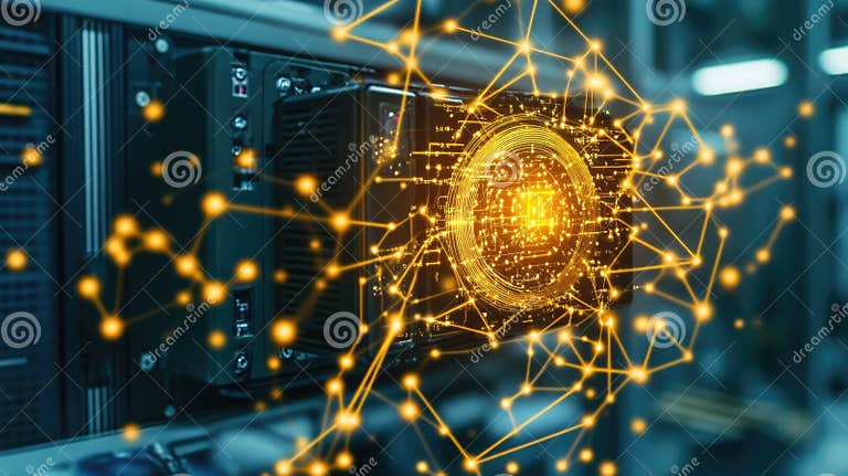 Futuristic Blockchain Network Concept with Glowing Digital Connections ...