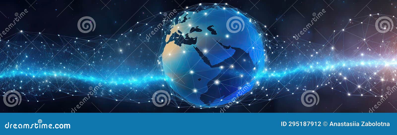 Futuristic Blockchain Technology with World Globe and Polygon Network ...