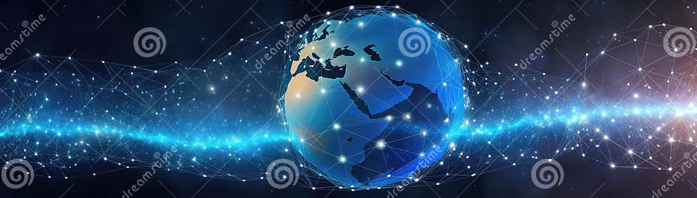 Futuristic Blockchain Technology with World Globe and Polygon Network ...