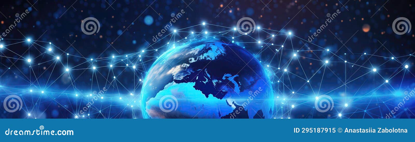 Futuristic Blockchain Technology with World Globe and Polygon Network ...