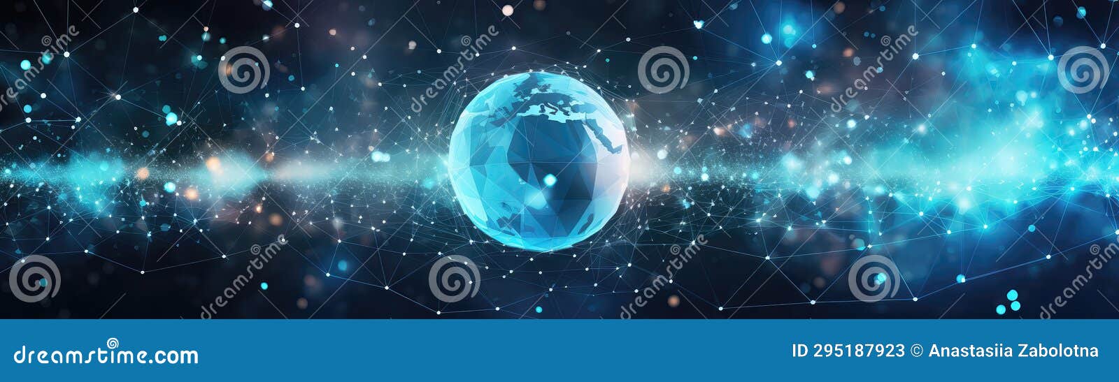 Futuristic Blockchain Technology with World Globe and Polygon Network ...