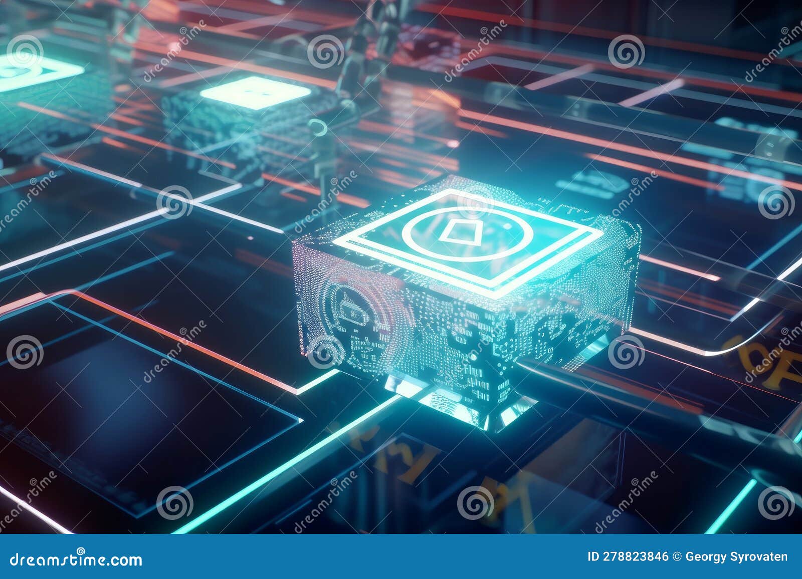 Futuristic Blockchain Validation: a Hyper Detailed 8K Close-Up Stock ...