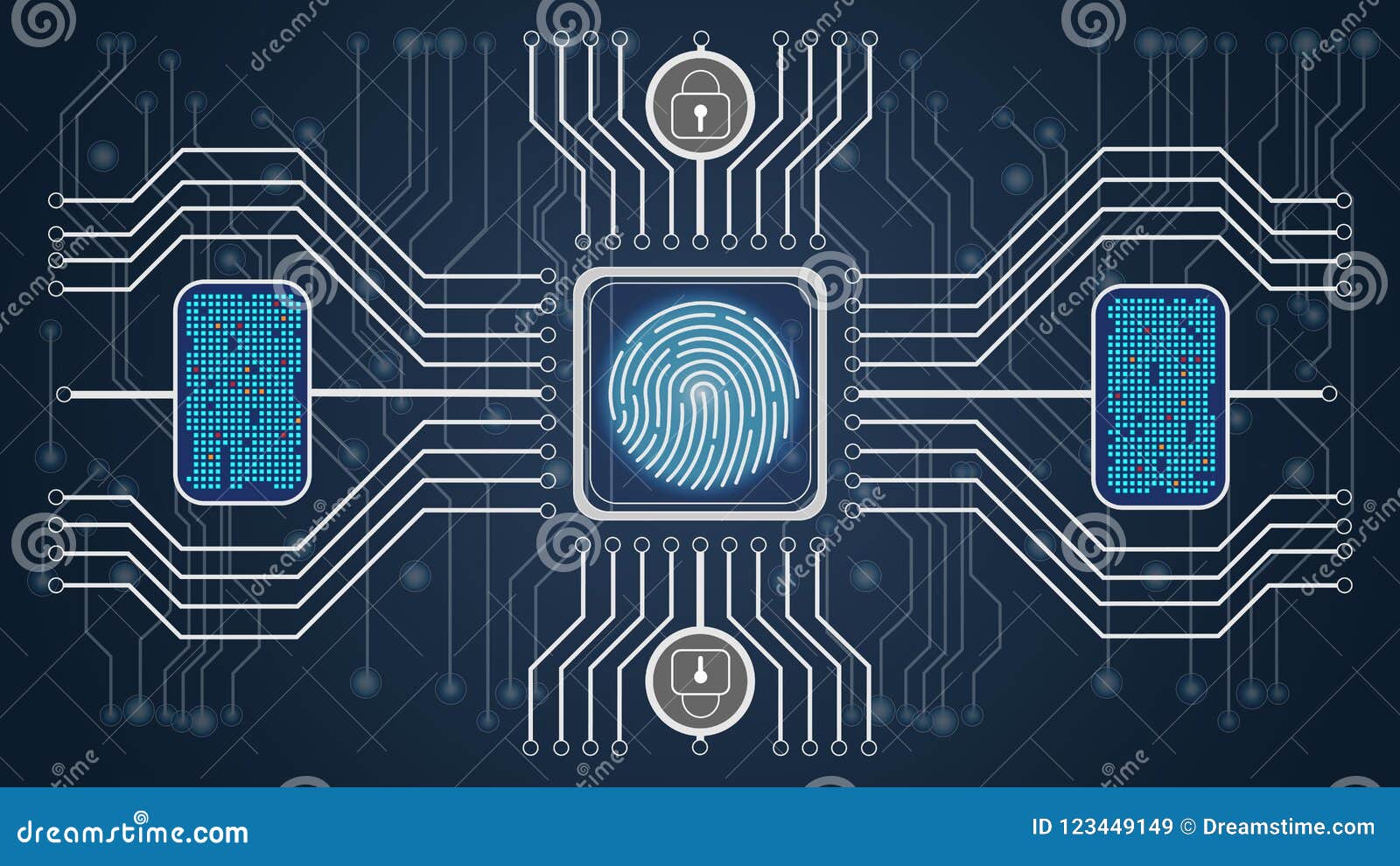 Futuristic Blue Abstract Background. Biometric Control and Personality ...