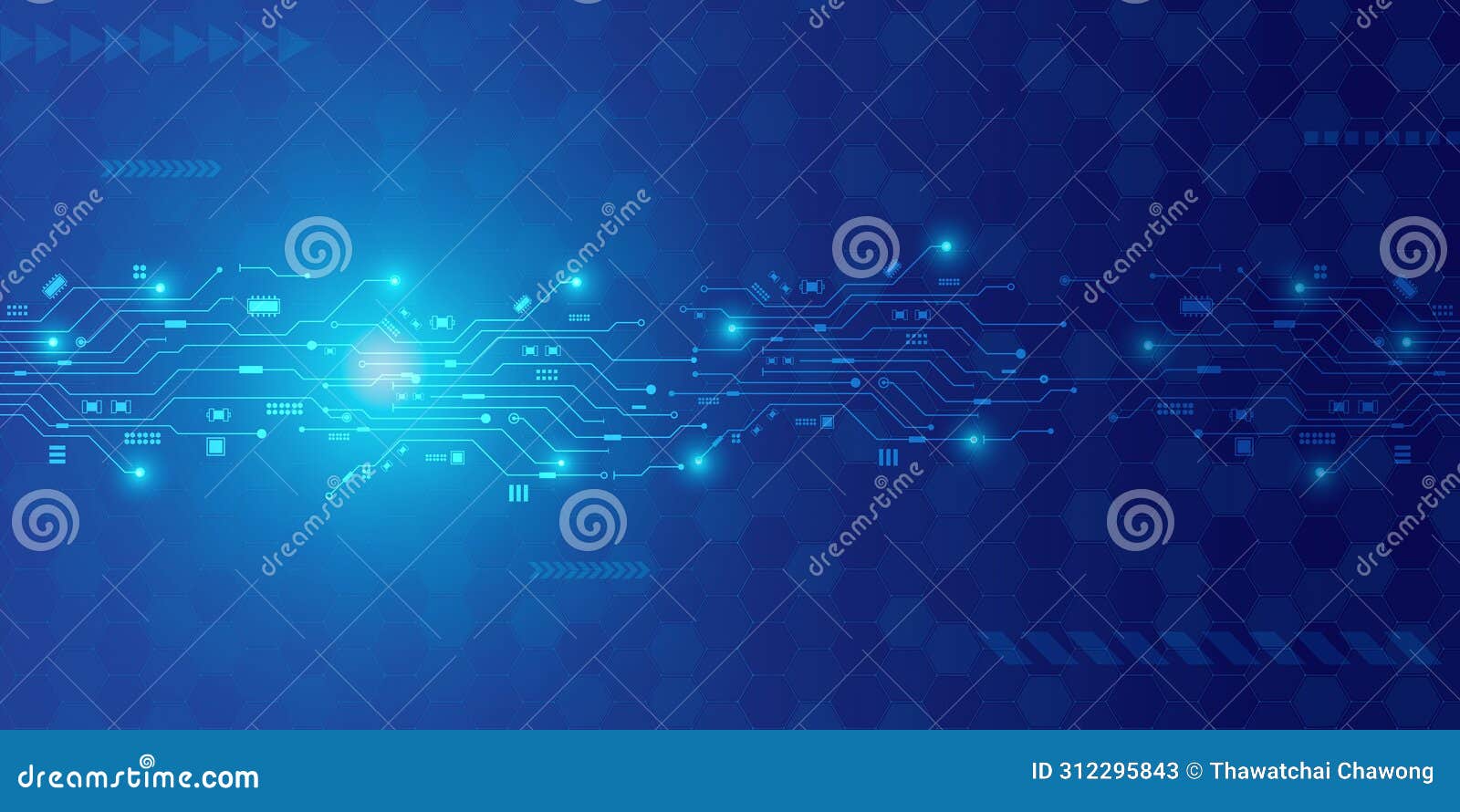 Futuristic Blue and Abstract Technology Background, Data Transfer on ...