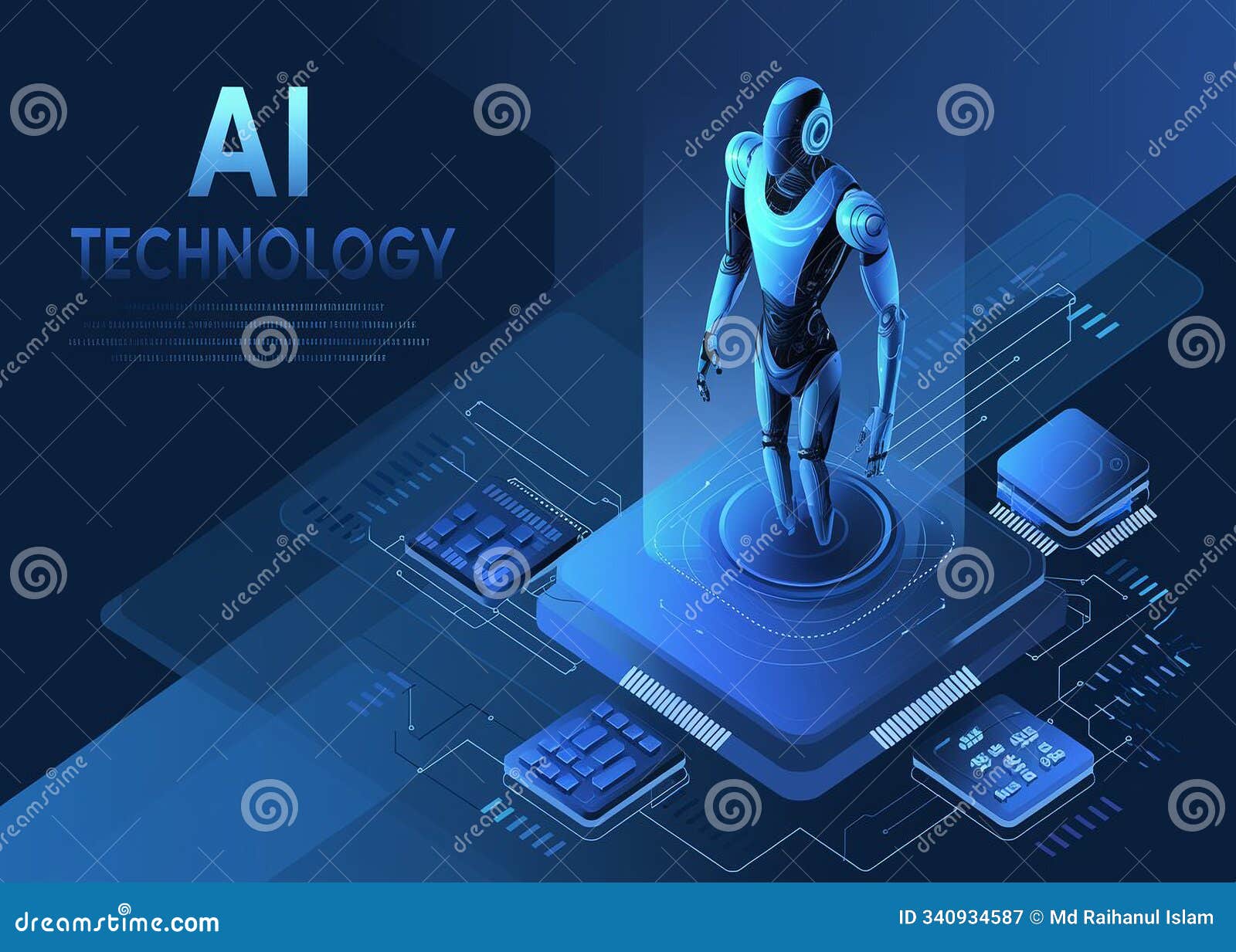 Futuristic Blue AI Technology Banner Featuring a Sleek Robot Design and ...