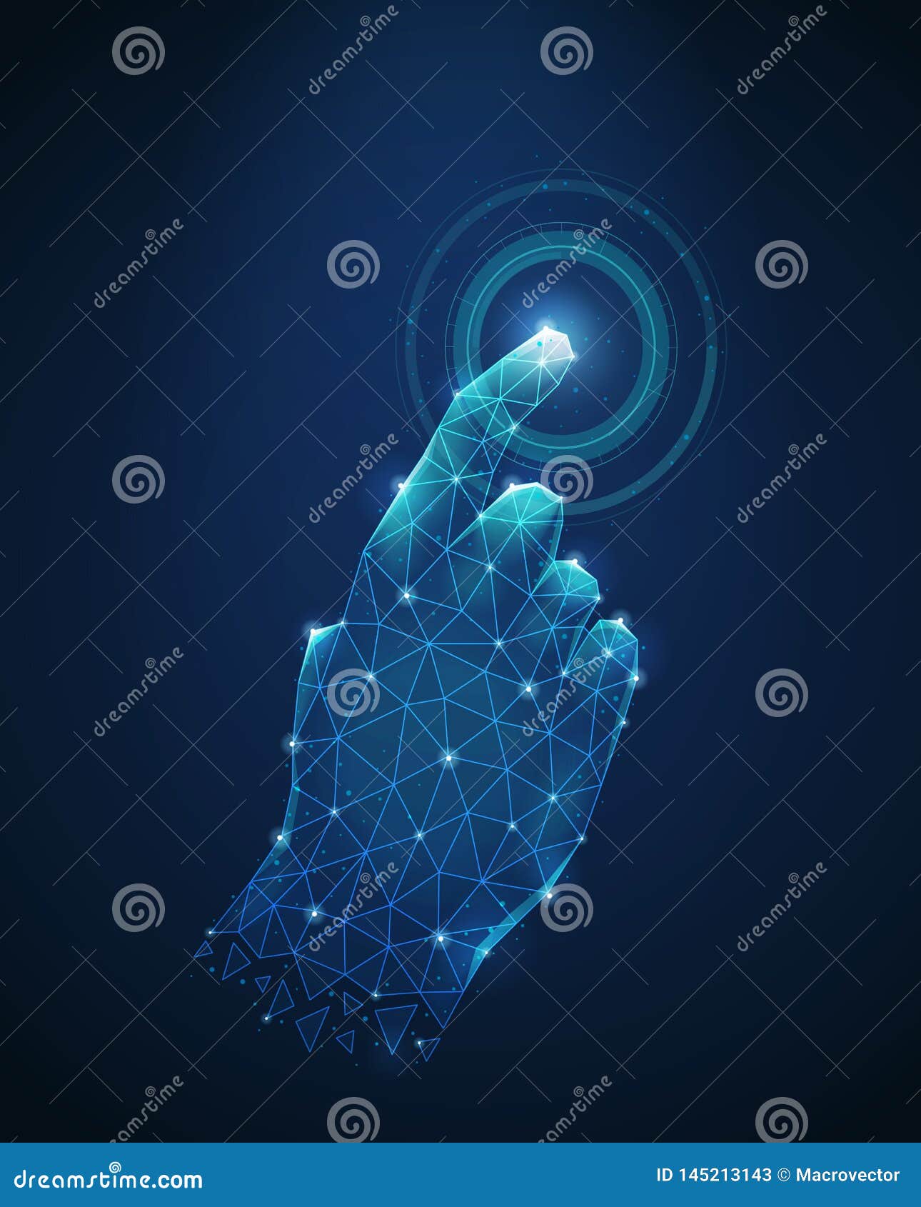 Wireframe Hand Touch To Display Stock Vector - Illustration of ...