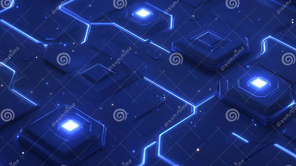 A Futuristic Blue Circuit Design with Glowing Elements, Suggesting ...