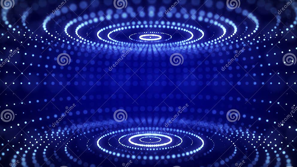 Futuristic Blue Circular Particle Flow. Structure of Network ...