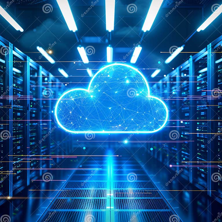 Futuristic Blue Cloud Technology in a Data Center Environment. Stock Photo - Image of ...