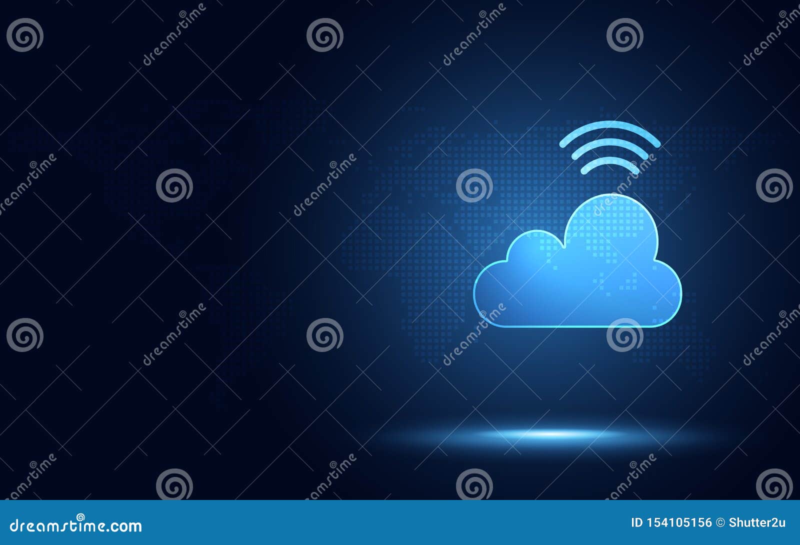 Futuristic Blue Cloud With Wireless Signal Digital Transformation ...