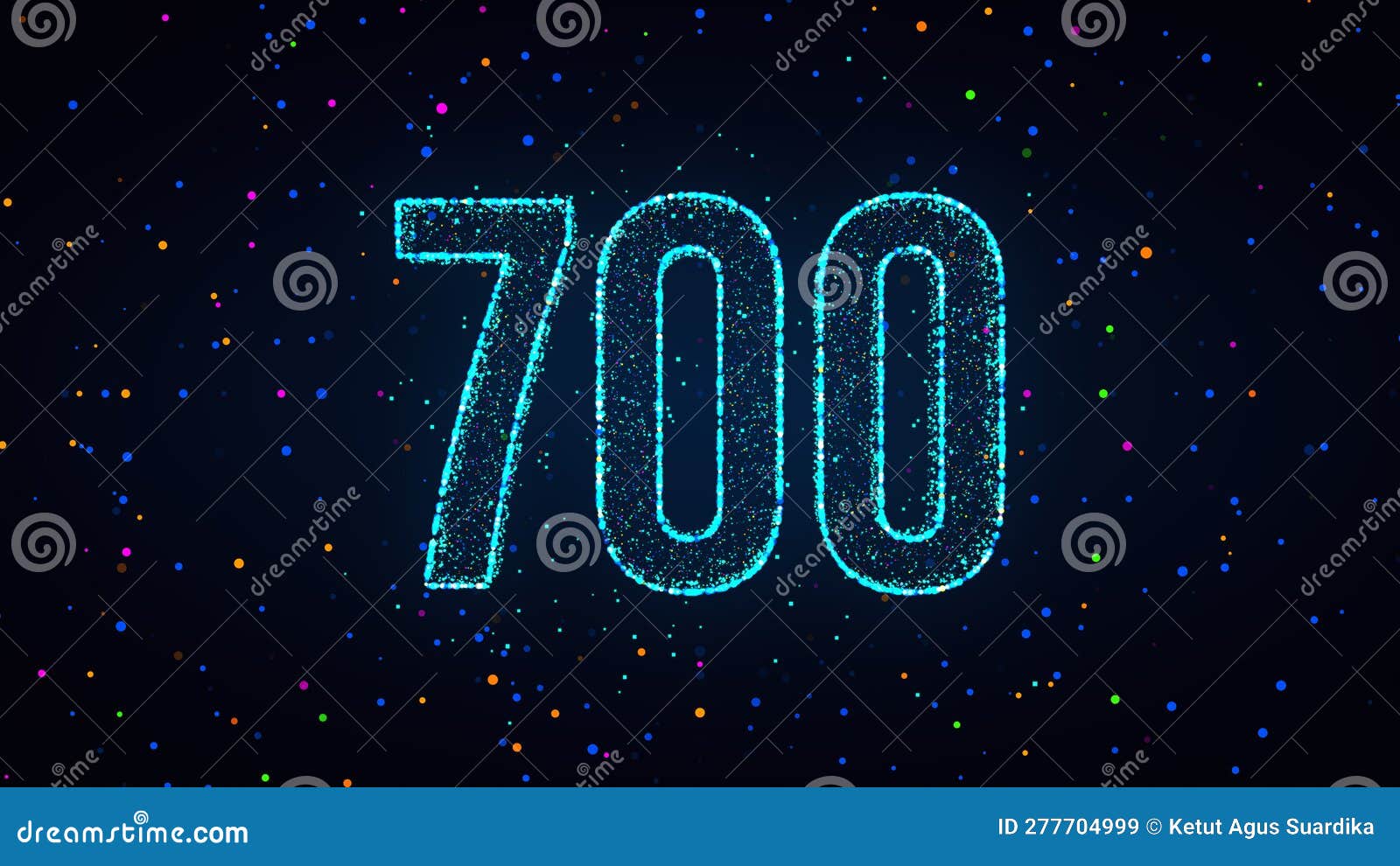 Blue Colorful Shiny Number 700 Lines Effect with Square Dots and Lines ...