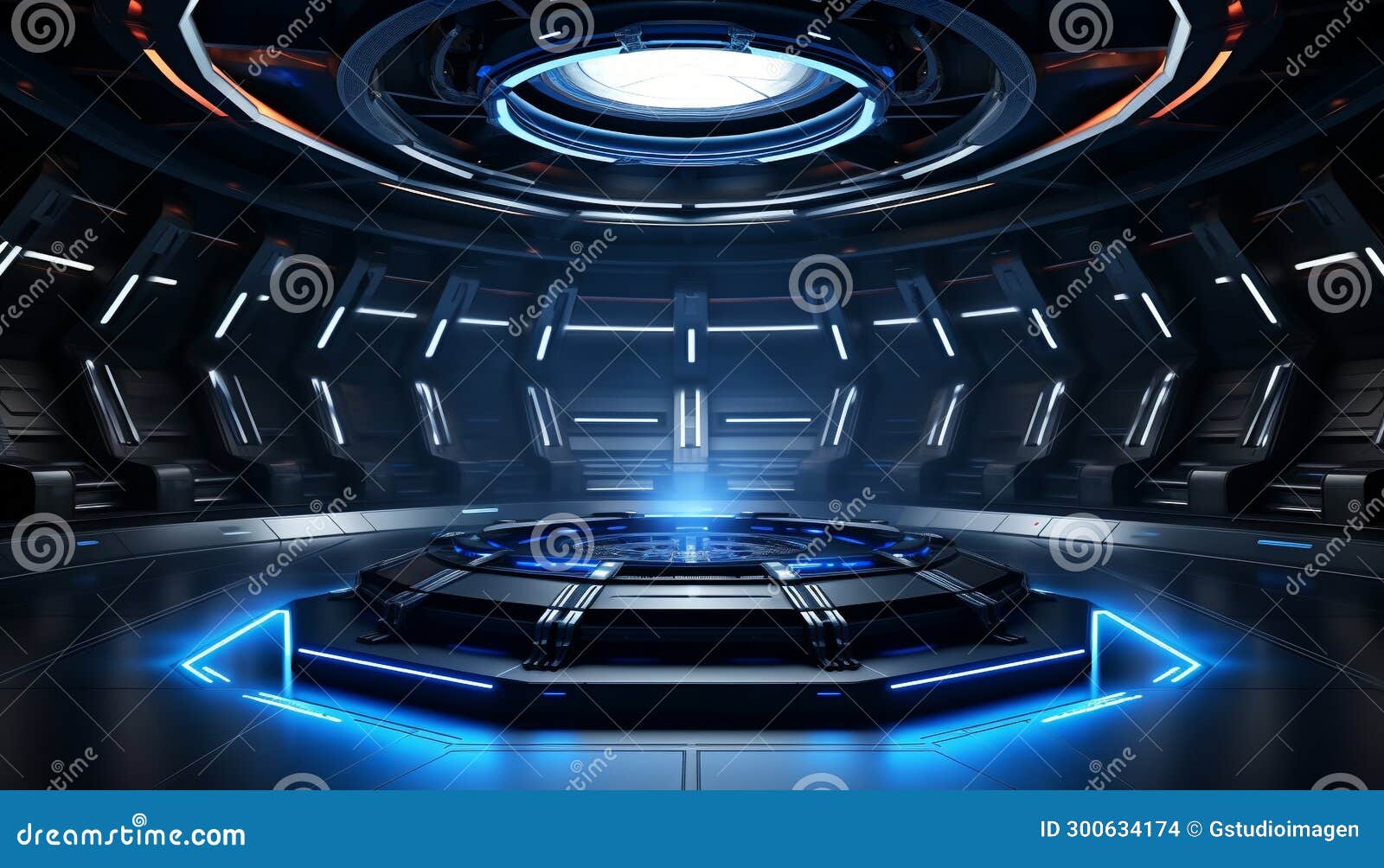 Futuristic Blue Computer Network Inside Modern Architecture Generated ...