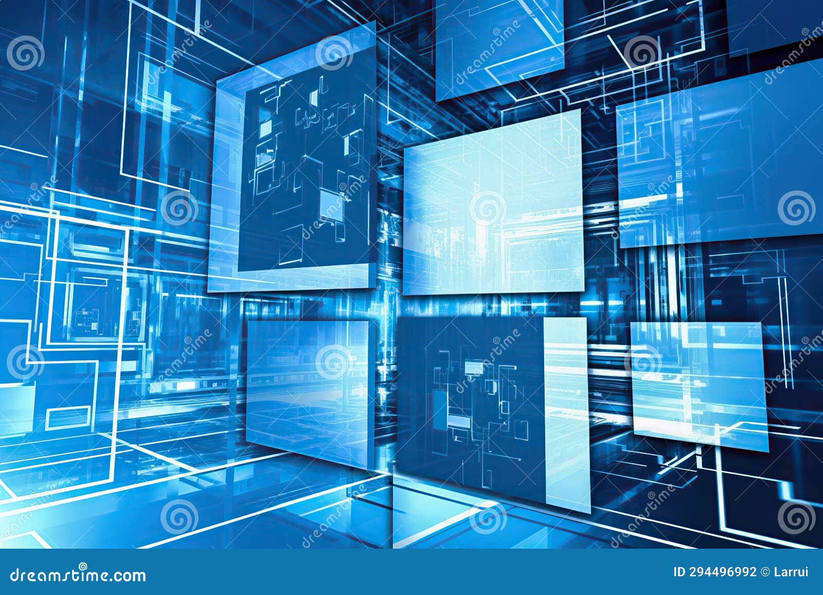 Futuristic Blue Cube Structure in a Digital Space, Ai Generative Stock ...