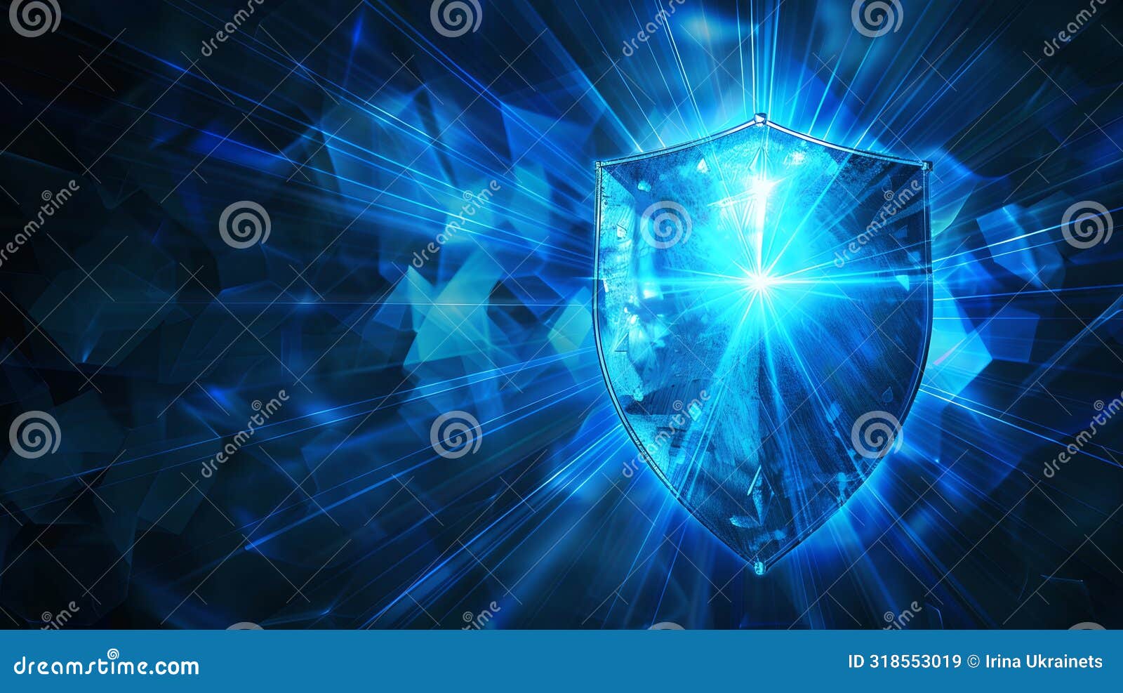 Abstract Blue Digital Shield, Cyber Security Concept. Protect Personal ...