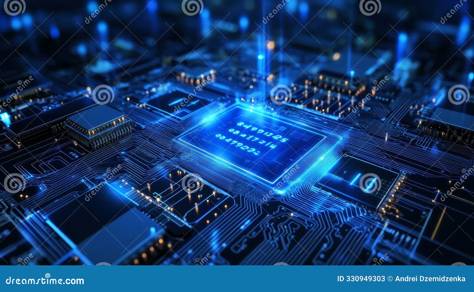 A Futuristic Blue Digital Technology Background with Abstract Circuit ...