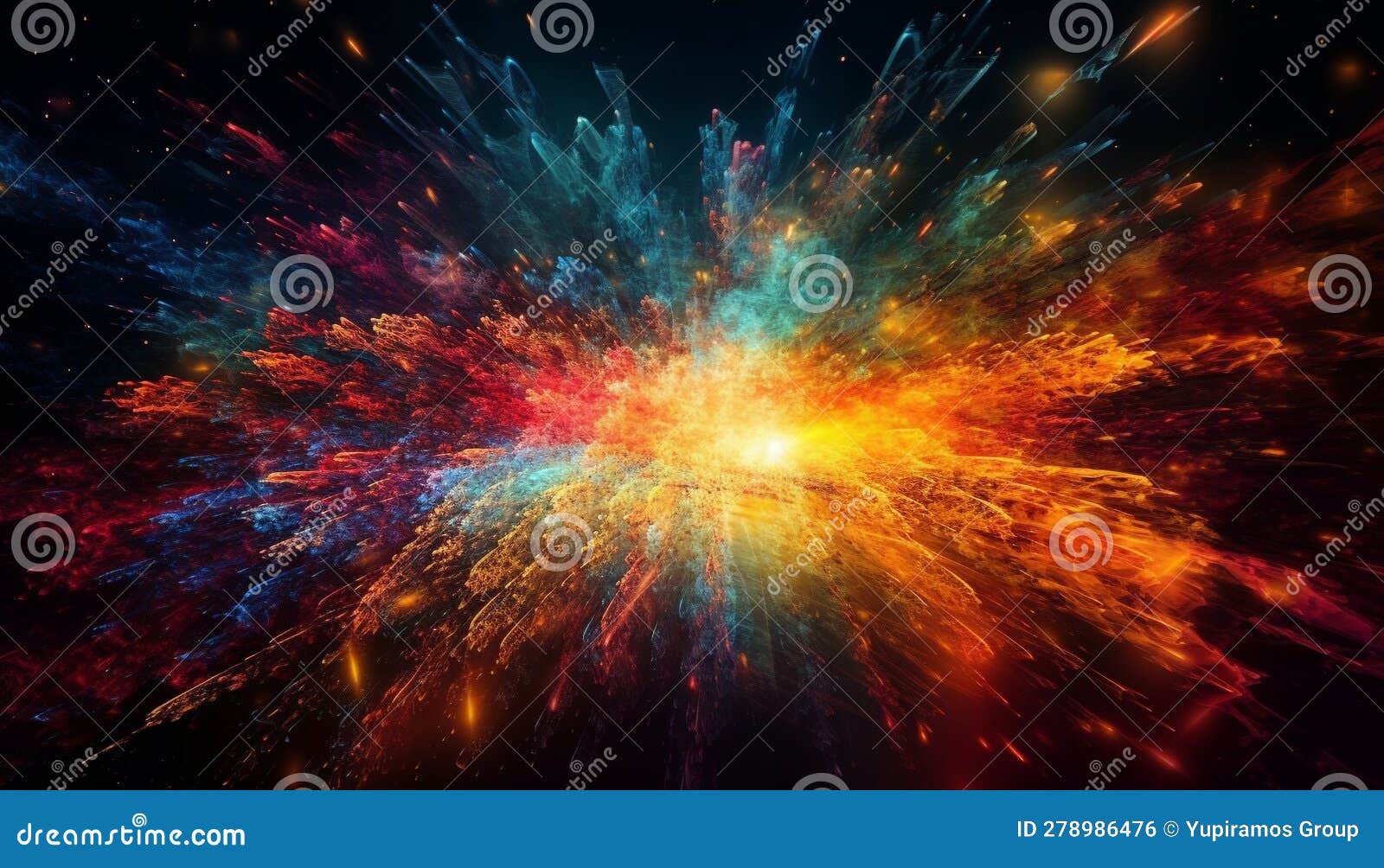 Futuristic Blue Galaxy Exploding with Vibrant Colors and Star Shapes ...