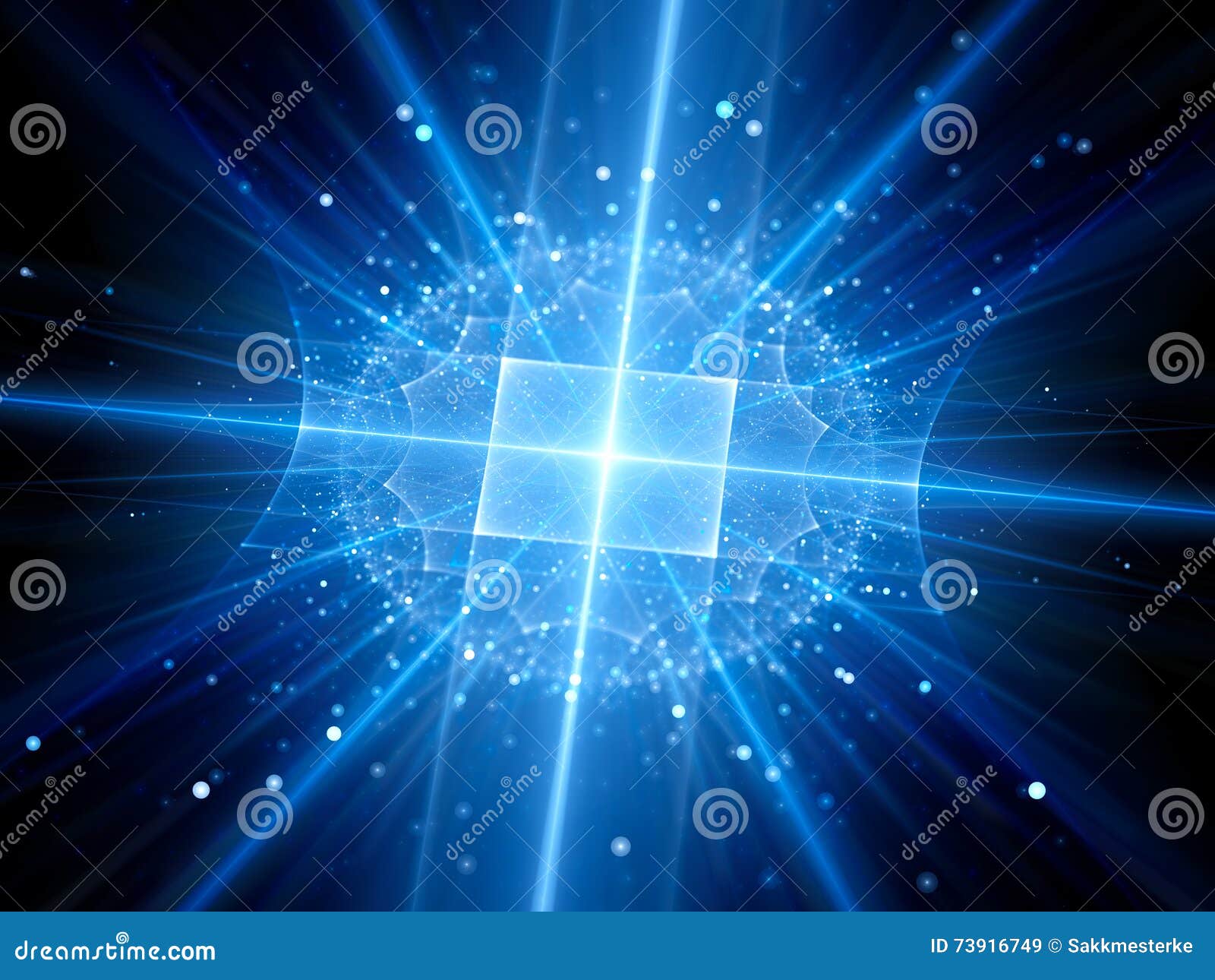 Futuristic Blue Glowing Artificial Intelligence with Particles Stock ...