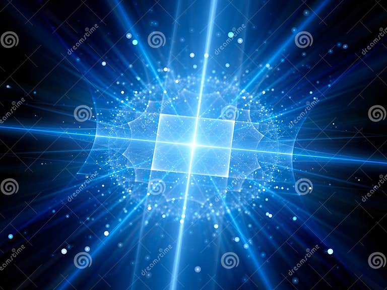 Futuristic Blue Glowing Artificial Intelligence with Particles Stock ...