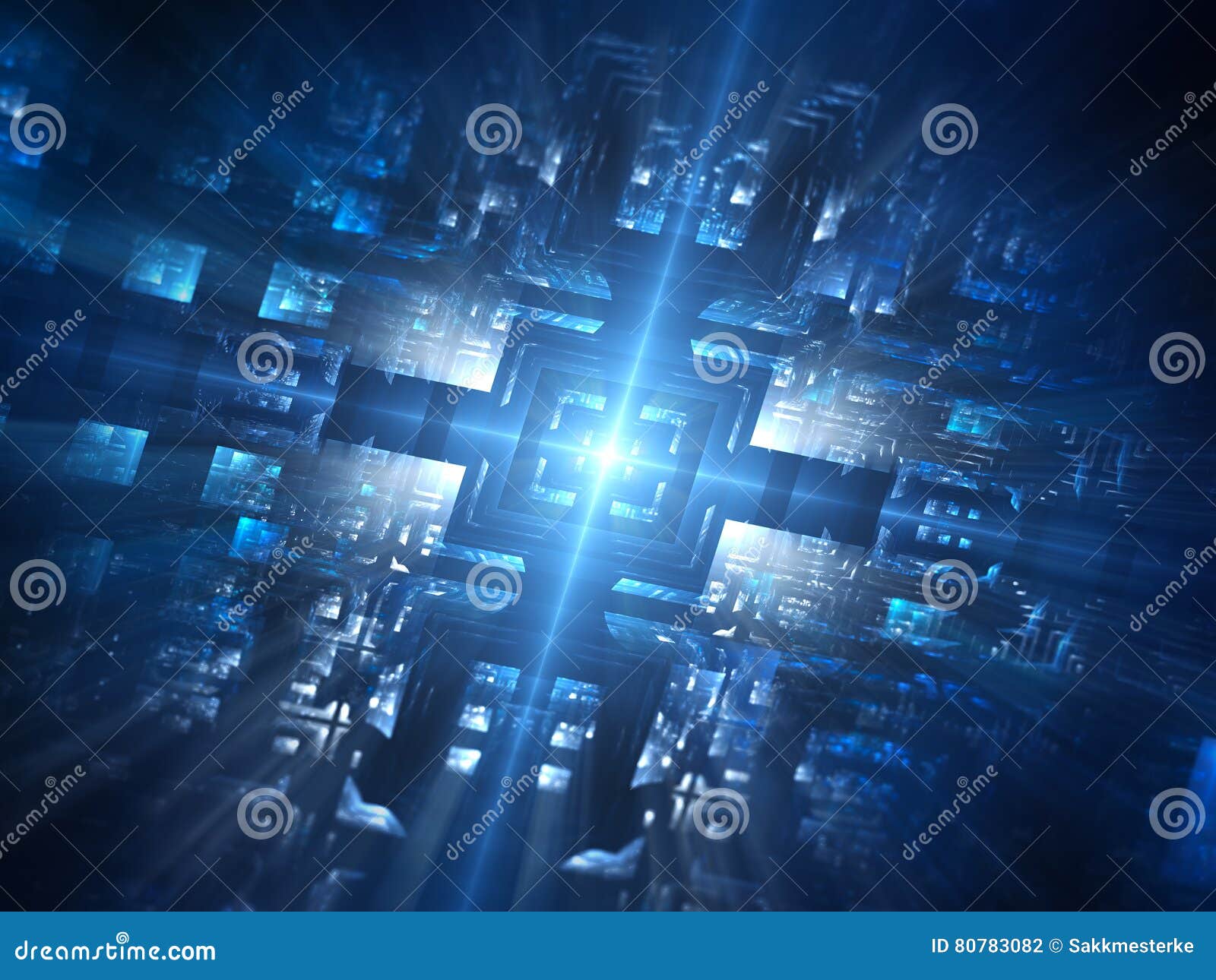 Futuristic Blue Glowing Hardware Network Stock Illustration ...