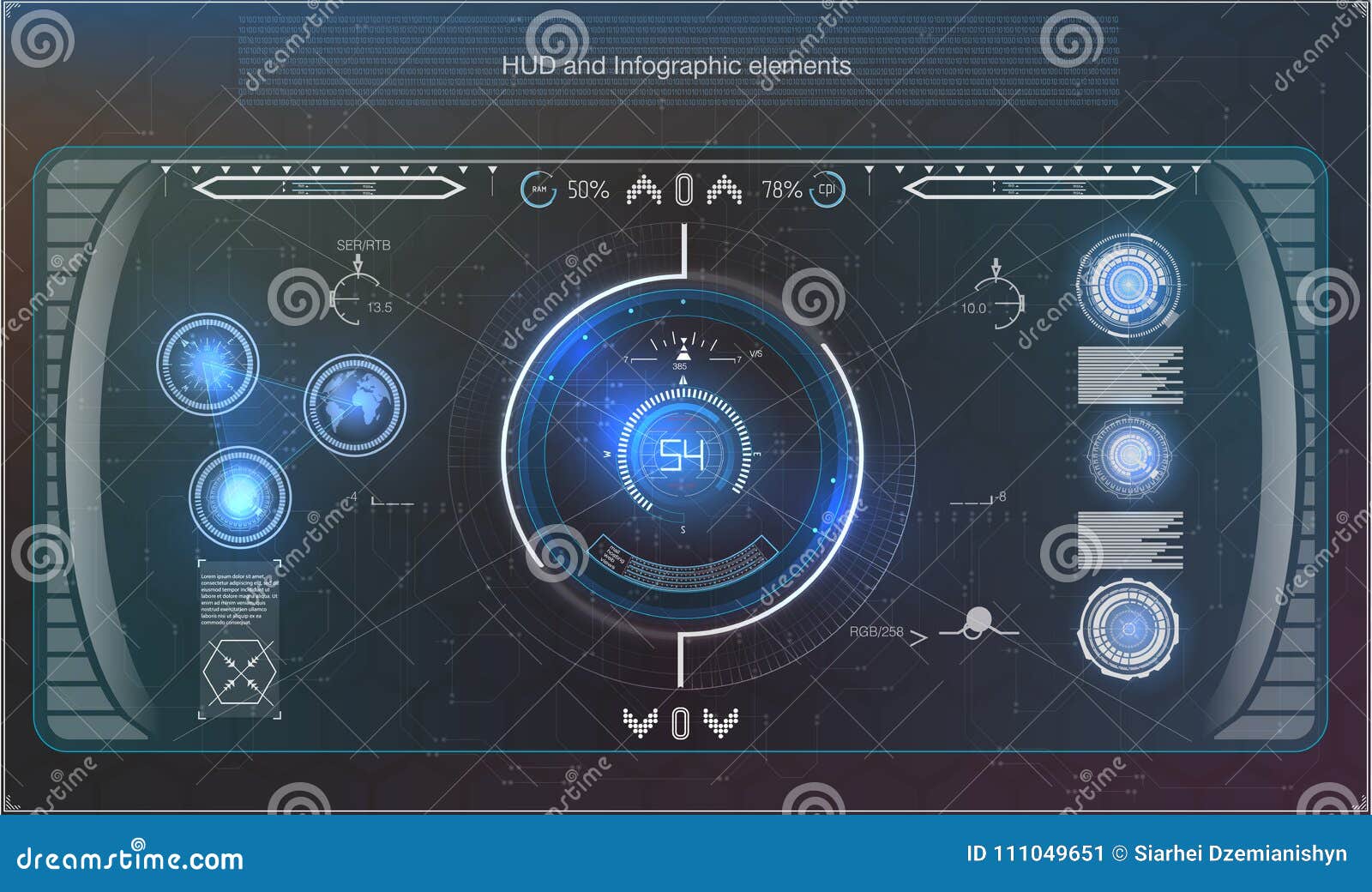 Futuristic Blue Infographics As Head-up Display. Display Navigation ...