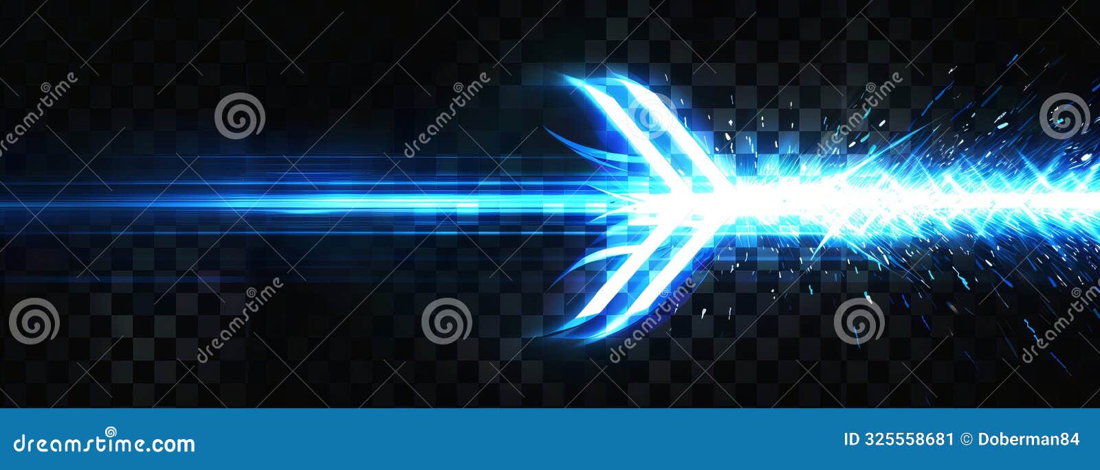 Futuristic Blue Light Arrow in Motion with Speed Effect on Dark Grid ...