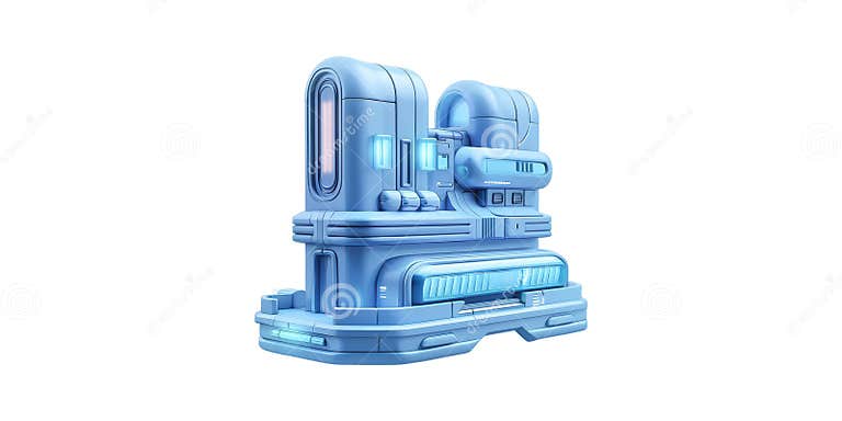 Futuristic Blue Machine with Sci-fi Design Isolated on Transparent ...